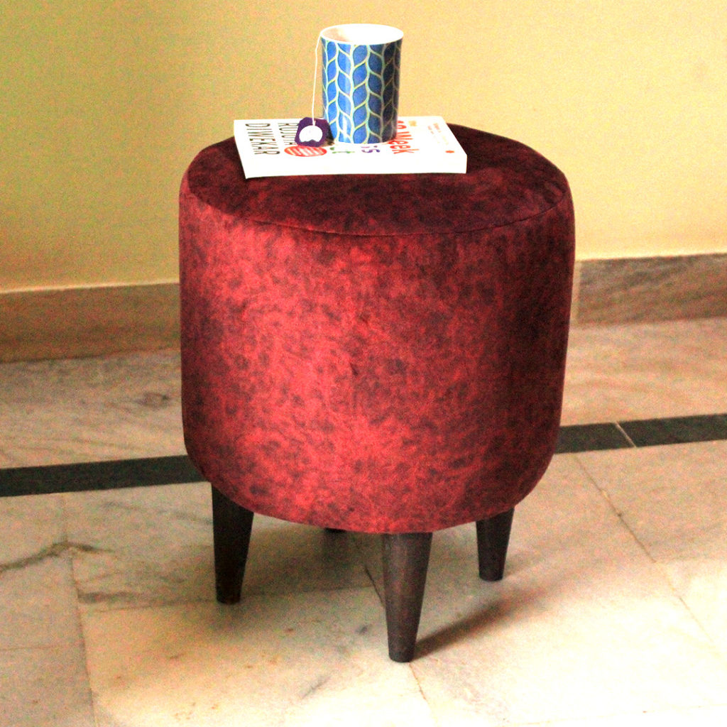 MyIndianBrand Ottoman Pouffe Stool for Living Room (Wine Colour, 14"x17 ...