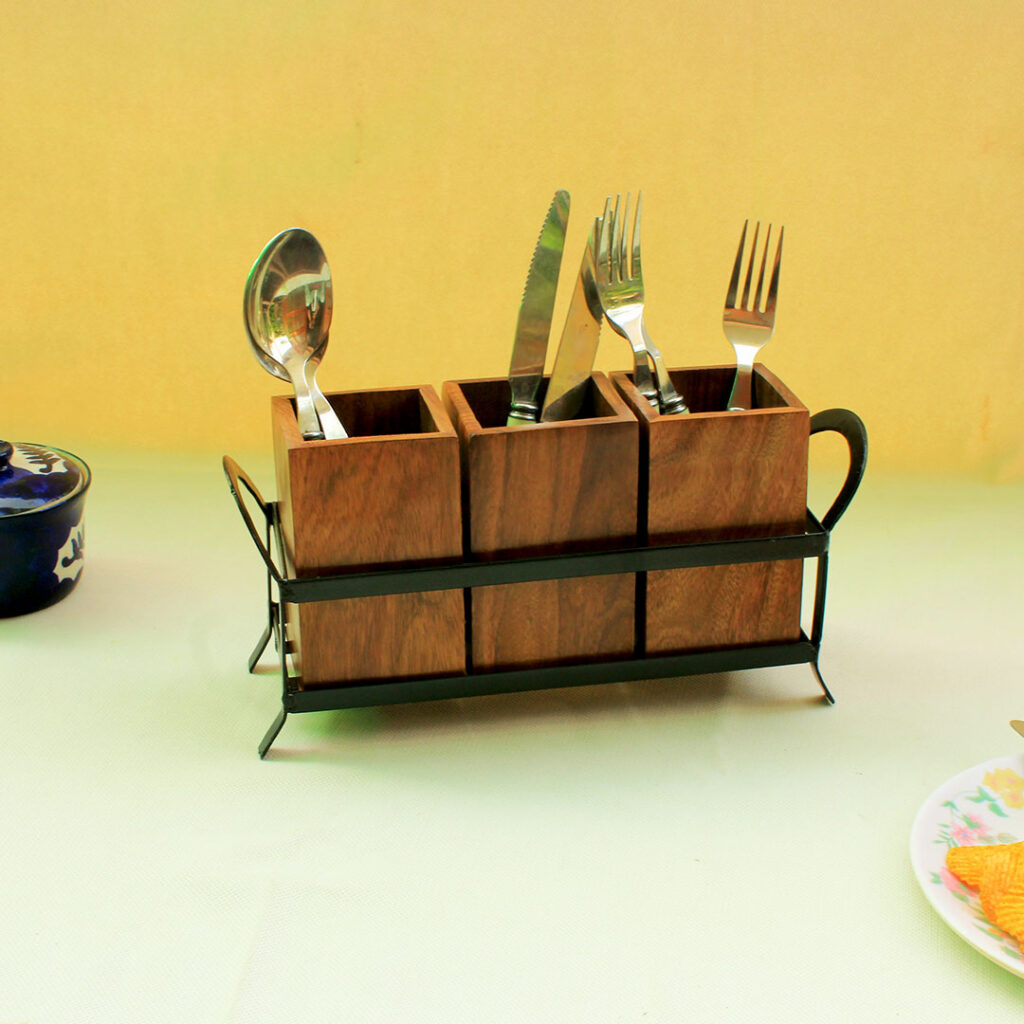 MyIndianBrand Wooden Cutlery Stand - My Indian Brand