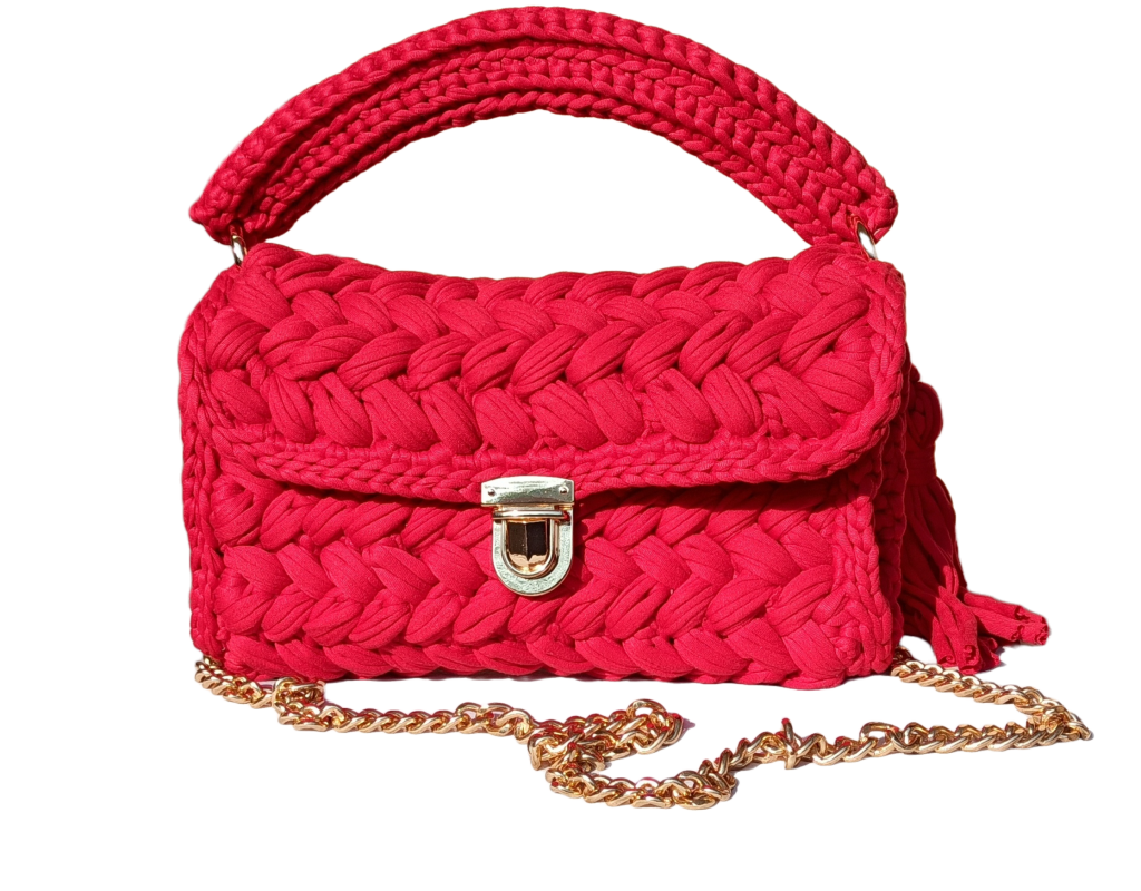 Red luxury crochet purse - My Indian Brand